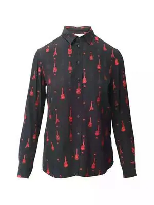Saint Laurent Guitar Embroidered Woven Shirt