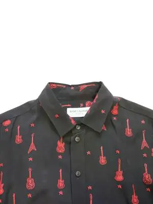 Saint Laurent Guitar Embroidered Woven Shirt