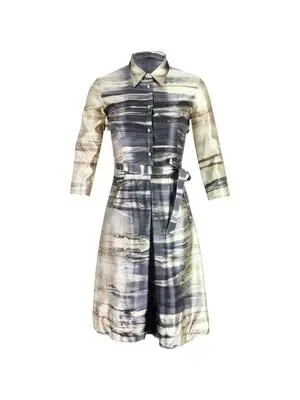 Prada Printed Shirt Dress With Belt - Neutrals