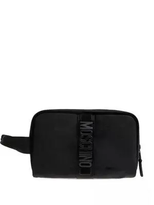 Moschino Logo Zip Clutch - Black