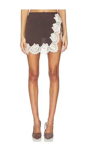 SIEDRES Lace Trimmed Mini Skirt - Chocolate