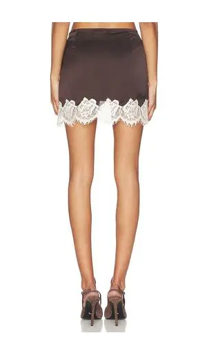 SIEDRES Lace Trimmed Mini Skirt - Chocolate