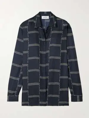 Matteau Printed Silk-twill Shirt - Navy
