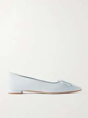Manolo Blahnik Maysale Buckled Suede Point-toe Flats