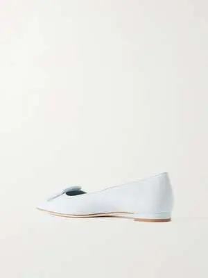 Manolo Blahnik Maysale Buckled Suede Point-toe Flats