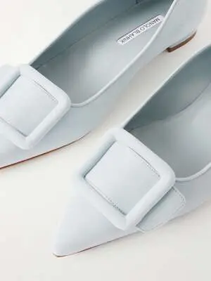 Manolo Blahnik Maysale Buckled Suede Point-toe Flats