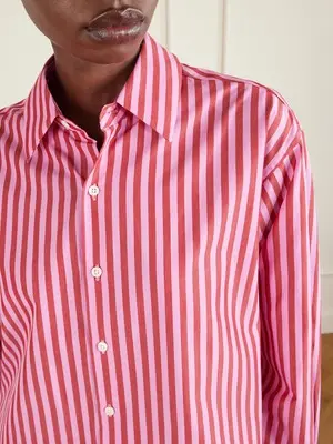 Comme Si La Shirt Classica Striped Cotton-poplin Shirt