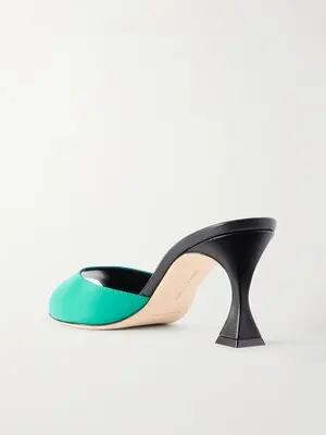 Manolo Blahnik Jadaron 70 Leather Mules - Green