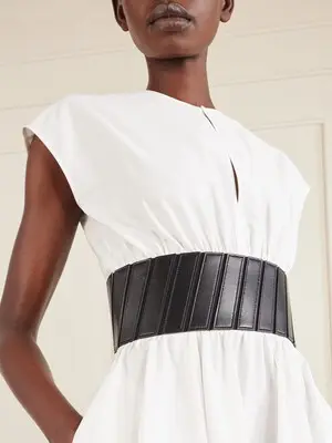 Alaïa Belted Cotton-poplin Midi Dress - White