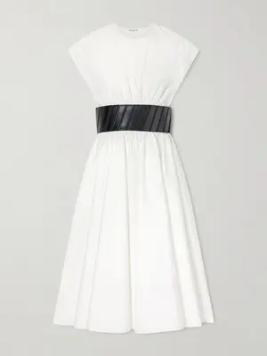 Alaïa Belted Cotton-poplin Midi Dress - White