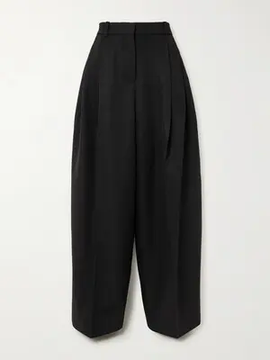 Jacquemus D'homme Pleated Wool Wide-leg Pants - Black
