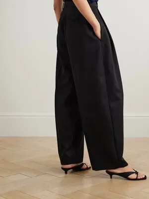 Jacquemus D'homme Pleated Wool Wide-leg Pants - Black