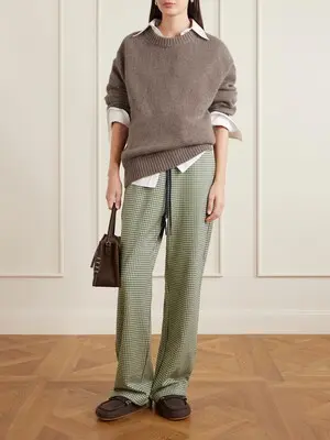 Marni Checked Jersey Wide-leg Pants - Green