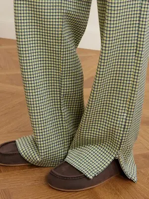 Marni Checked Jersey Wide-leg Pants - Green