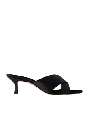 Manolo Blahnik Viera 50 Satin Mules - Black
