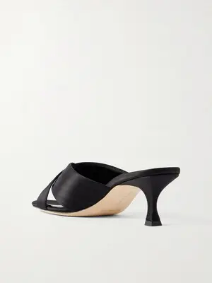 Manolo Blahnik Viera 50 Satin Mules - Black