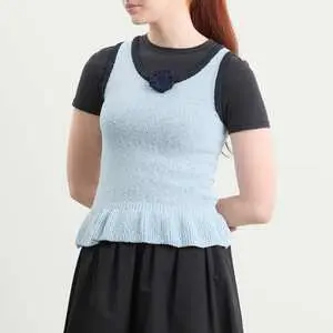 KIJUN Corsage Ruffle Knit Vest