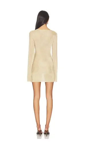 SEROYA Emeri Metallic Knit Mini Dress - Gold