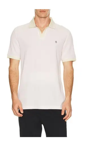 ORIGINAL PENGUIN Jacquard Honeycomb Polo In Cream