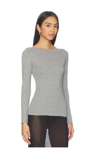 AYA MUSE Long Sleeve Boatneck Tee - Gray