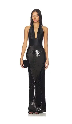 Retrofete Kelsie Sequin Halterneck Maxi Dress