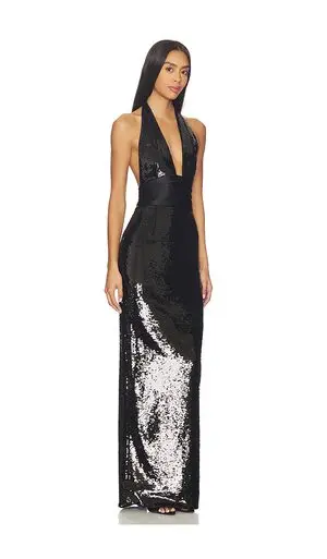 Retrofete Kelsie Sequin Halterneck Maxi Dress