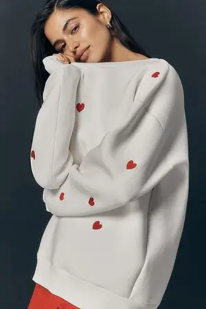 English Factory Oversized Heart Icon Sweater - Ivory Pattern