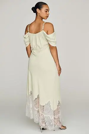 BL-NK Off-shoulder Lace Midi Dress - Light Green