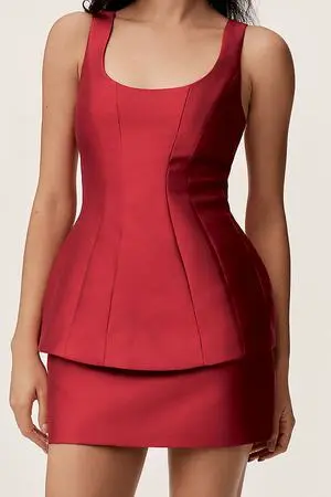 Amanda Uprichard Empire Tie Mini Dress - Red