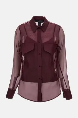 Federica Tosi Silk Organza Button-up Shirt - Rosso