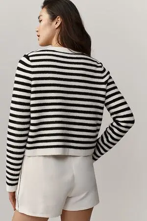 NVLT Striped Heart Knit Jacket - Black Stripe