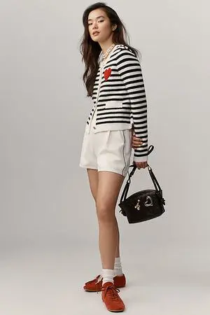 NVLT Striped Heart Knit Jacket - Black Stripe