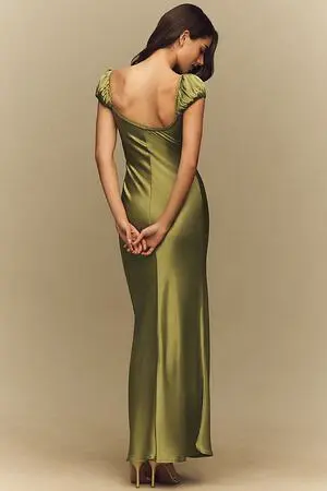 Bardot Stasia Satin Maxi Dress - Green