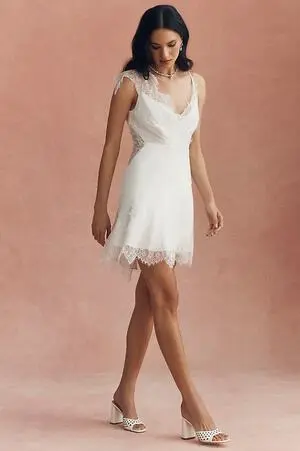 Bhldn Lace Wrap V-neck Mini Dress
