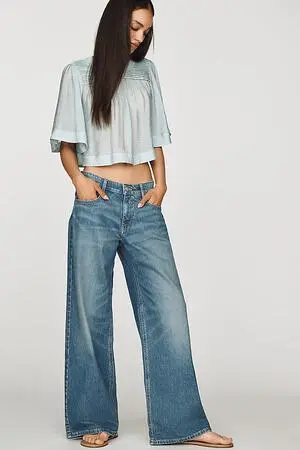 PILCRO Esme Low-rise Wide-leg Jeans - Medium Denim