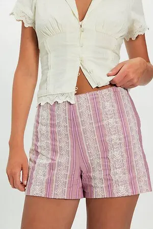 Anna Sui Lace Stripe High-rise Shorts