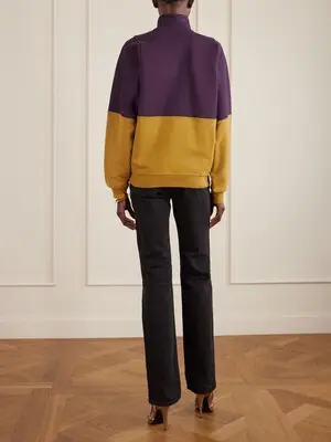 Saint Laurent Embroidered Two-tone Cotton-jersey Sweatshirt - Multi