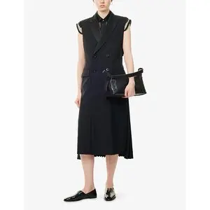 Sacai Pleated Peak-lapels Woven-blend Vest