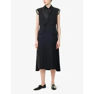 Sacai Pleated Peak-lapels Woven-blend Vest