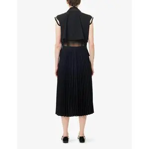 Sacai Pleated Peak-lapels Woven-blend Vest