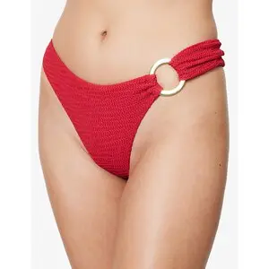Monday Swimwear Bronte Gold-ring Crinkle Bikini Bottoms
