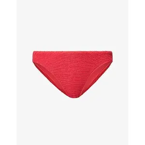 Monday Swimwear Crinkle Bikini Bottom - Cherry Crinkle