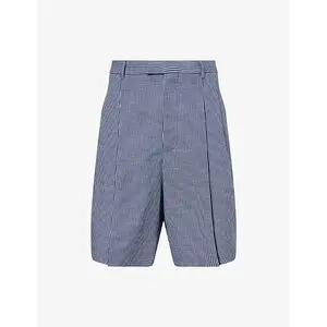 Givenchy Gingham-print Pleated Cotton-poplin Shorts