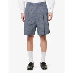 Givenchy Gingham-print Pleated Cotton-poplin Shorts