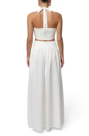JLUXLABEL Halter Crop Top & Maxi Skirt Set - Ivory