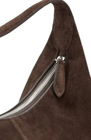 Mango Stitched Suede Shoulder Bag