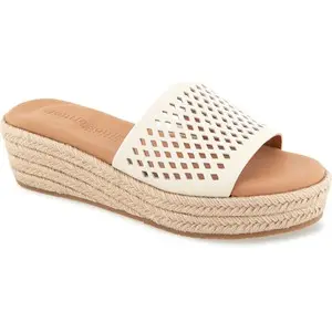 Gentle Souls Vandy Perforated Platform Slide Sandal - Stone Leather