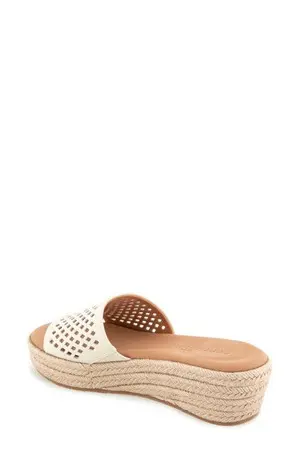 Gentle Souls Vandy Perforated Platform Slide Sandal - Stone Leather