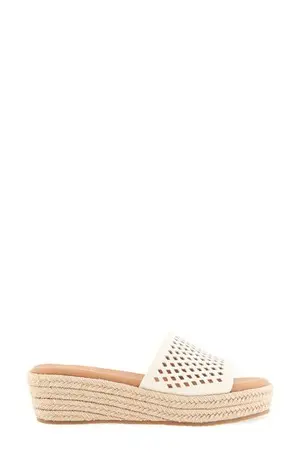 Gentle Souls Vandy Perforated Platform Slide Sandal - Stone Leather
