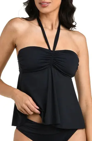 La Blanca Island Flyaway Tankini Top - Black
